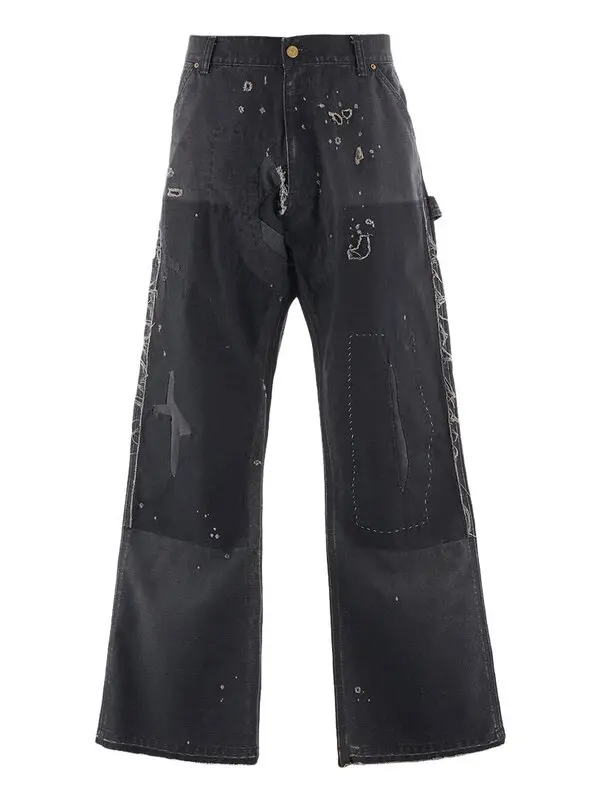 SAINT MXXXXXX Double Knee Duck Pants - Black