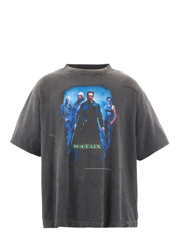 SAINT MXXXXXX X The Matrix Green Logo T-shirt - Black