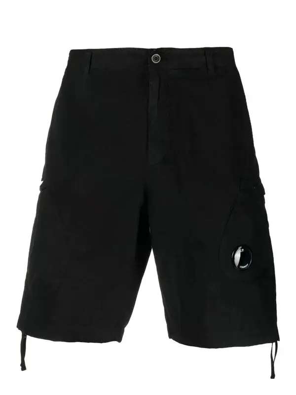 C.P. COMPANY Logo-patch Cotton Shorts - Black