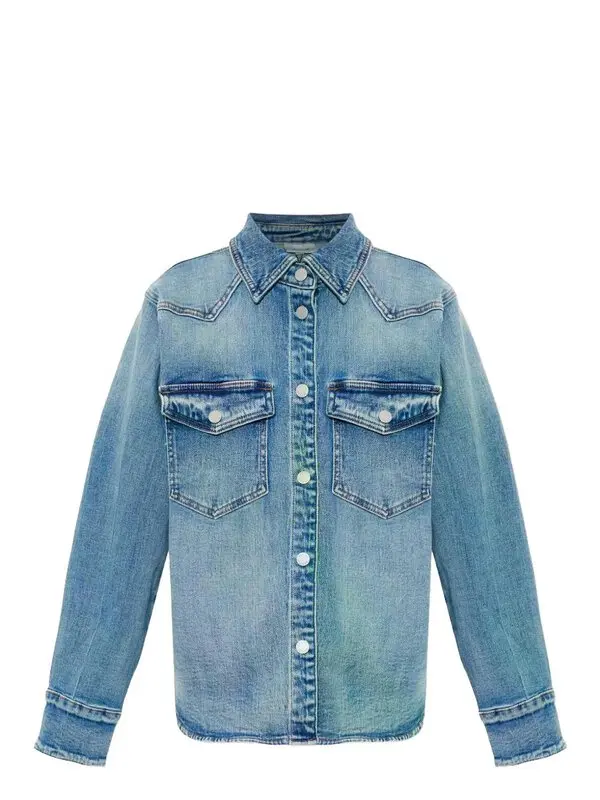 GESTUZ Buttoned Pocketed Denim Jacket - Blue