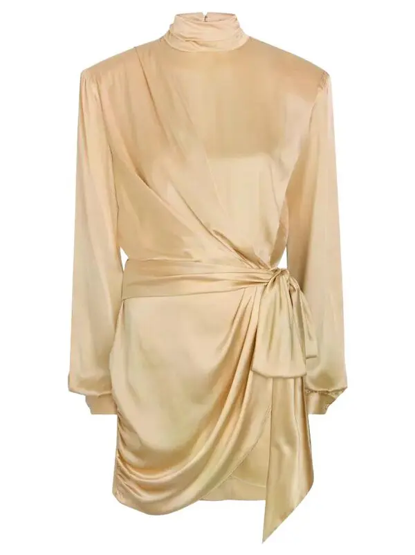 Ronny Kobo Imara Draped Knot Mini Dress - Neutrals