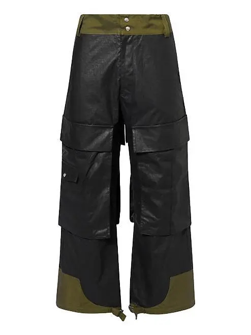 TRAPSTAR REDLINE Cotton Coated Canvas Trousers - Black/green