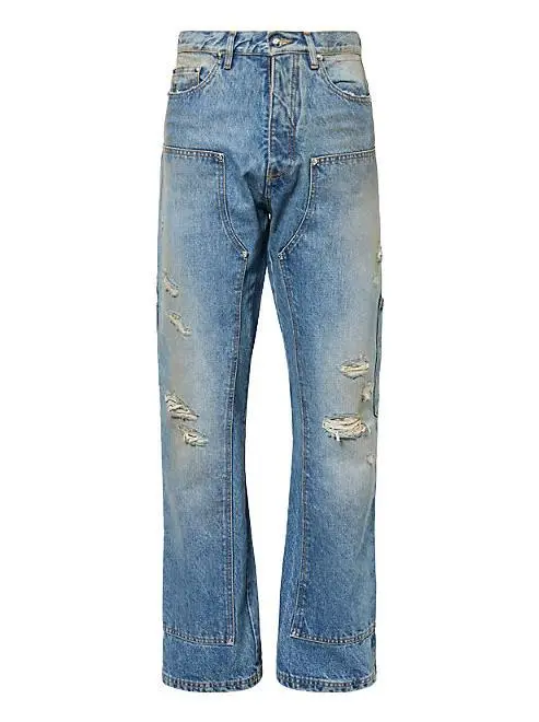 TRAPSTAR REDLINE Redline Distressed Denim Jeans - Blue Stonewash