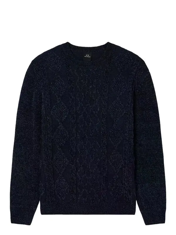 Armani Exchange Cable-knit Crew-neck Pullover - Blue