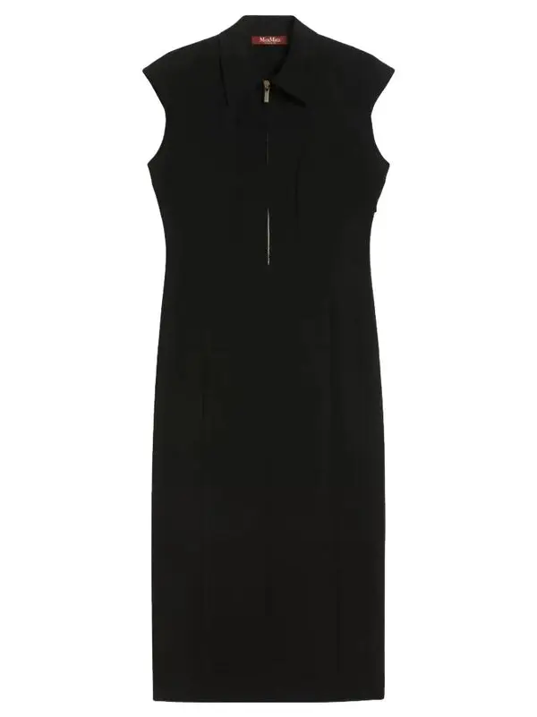 Max Mara Mstalga Collared Zip-fastening Midi Dress - Black