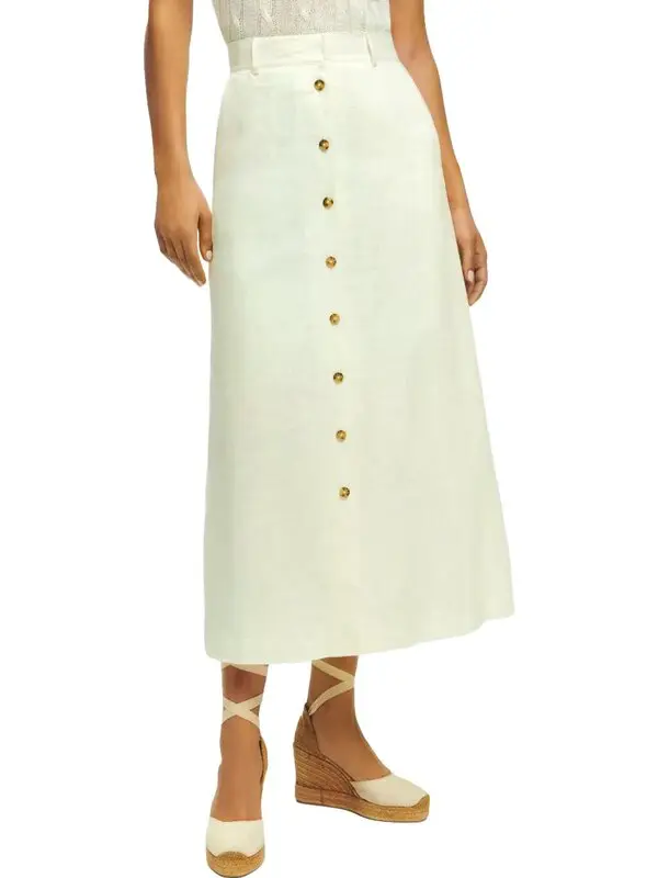 Brooks Brothers Buttoned Midi Skirt - Neutrals