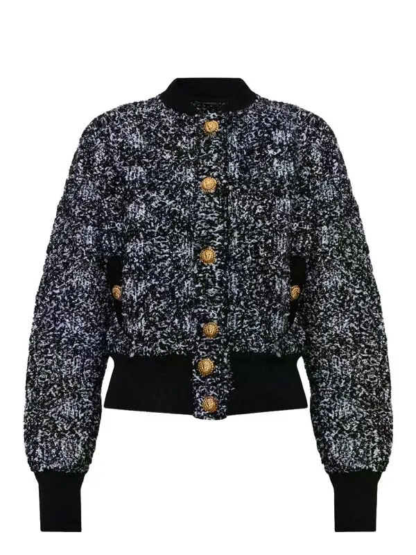Balmain Buttoned Tweed Jacket - Black
