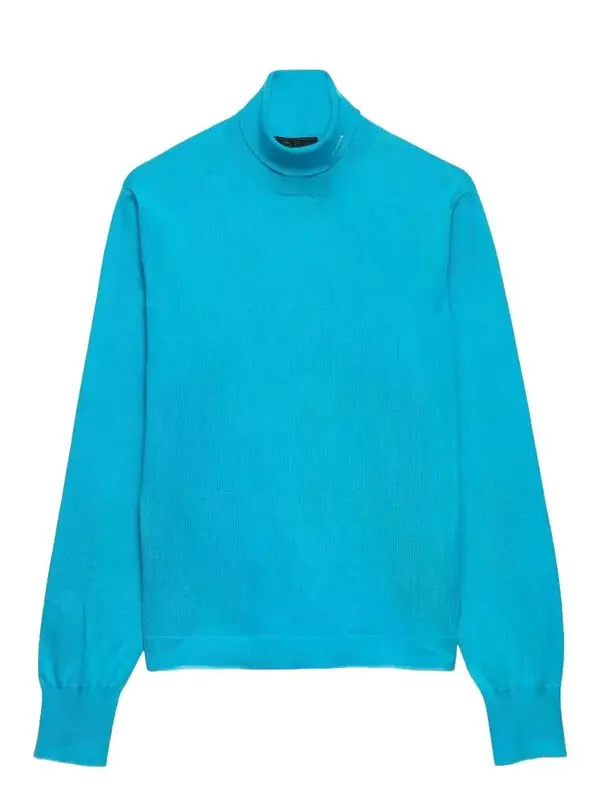 Prada Logo-embroidered Turtleneck Sweater - Blue