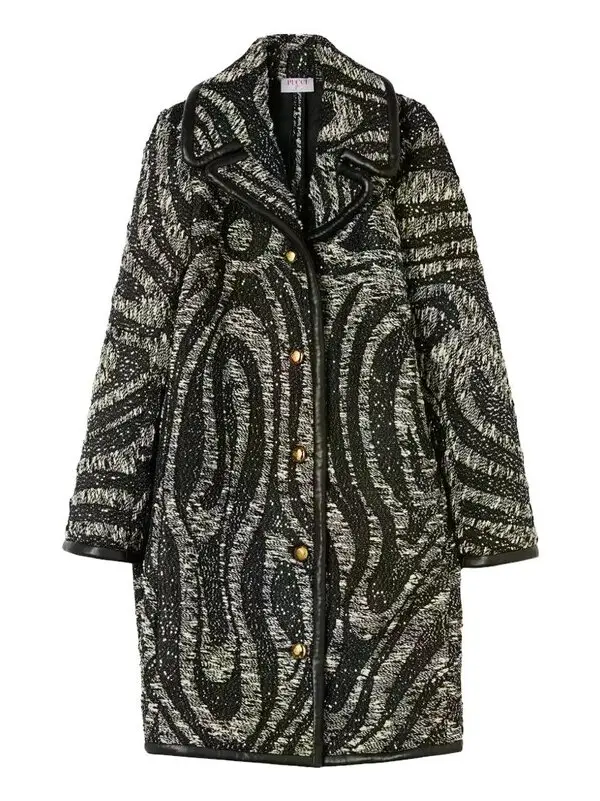 Emilio Pucci Tweed Patterned Coat - Black
