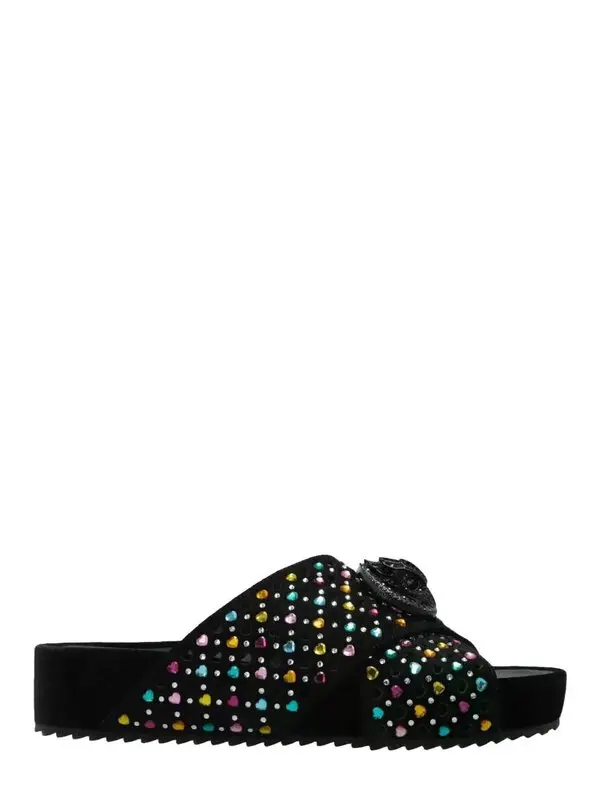 Kurt Geiger Embellished Cross-strap Flat Sandals - Black