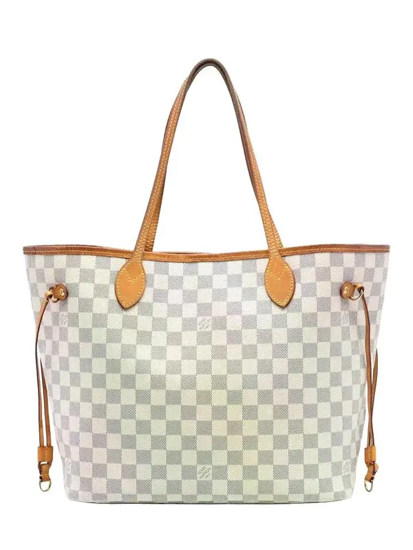 LOUIS VUITTON 2014 Damier Azur Neverfull Mm Tote Bag - White