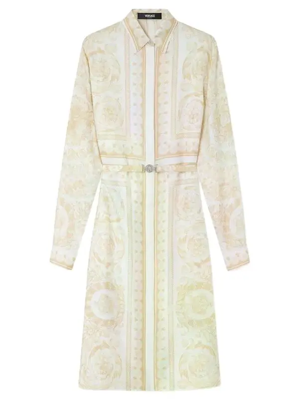 Versace Belt Print Shirt Dress - Neutrals