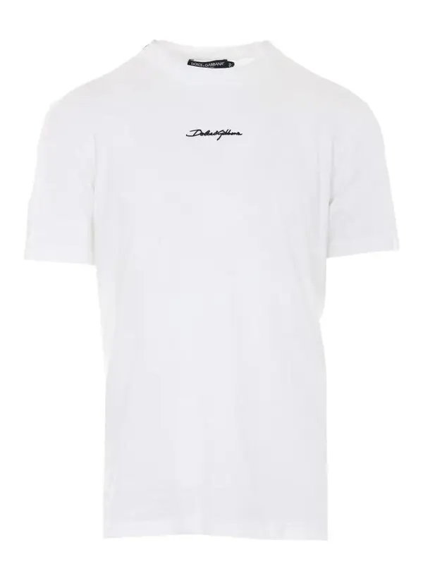 Dolce & Gabbana Logo-embroidered Crew Neck T-shirt - White