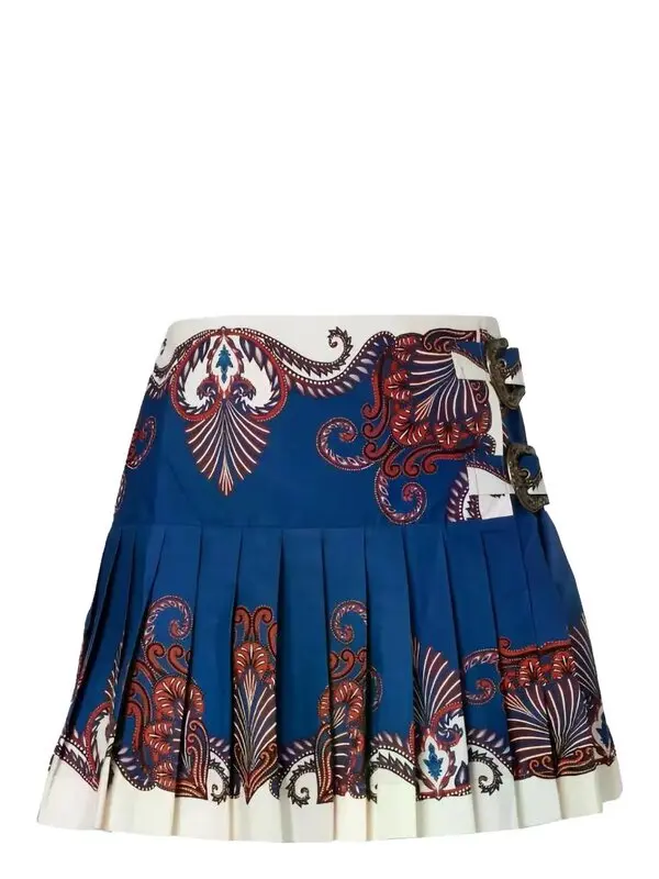 Farm Rio Pleated Mini Skirt - Blue