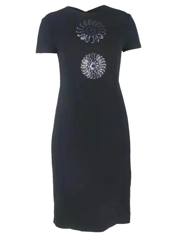 Prada Sequined Sheath Midi Dress - Black