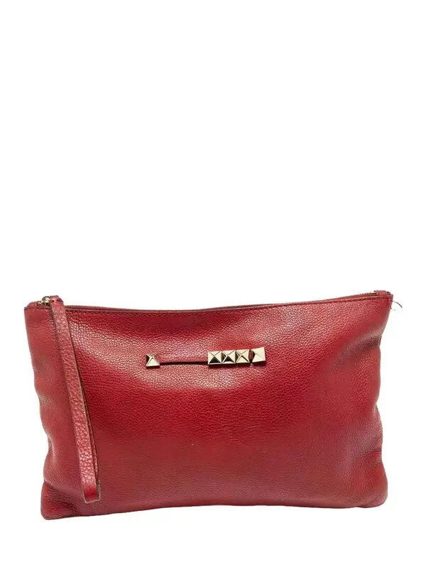 Valentino Garavani 2000s Stud-detail Zip-top Clutch Bag - Red