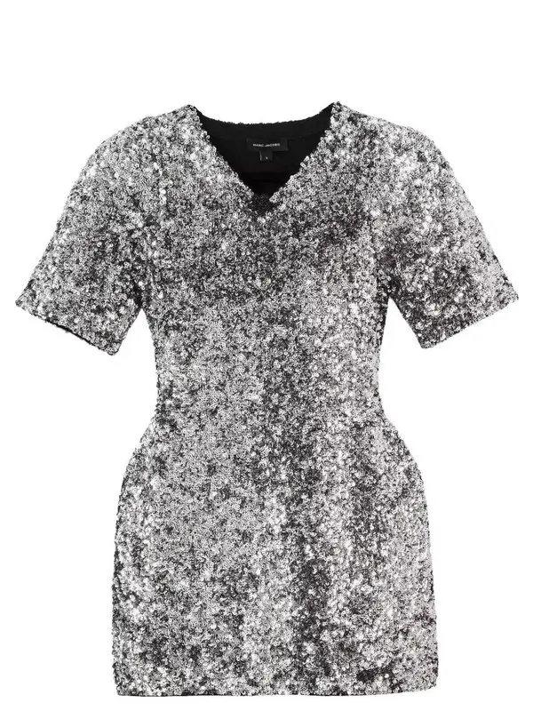 Marc Jacobs Sequin-embellished V-neck Mini Dress - Silver