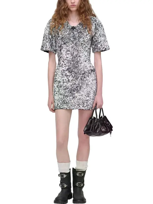 Marc Jacobs Sequin-embellished V-neck Mini Dress - Silver