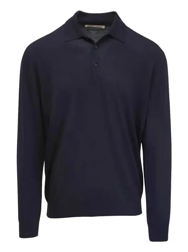 MAURIZIO BALDASSARI Point Collar Ribbed Polo Shirt - Blue