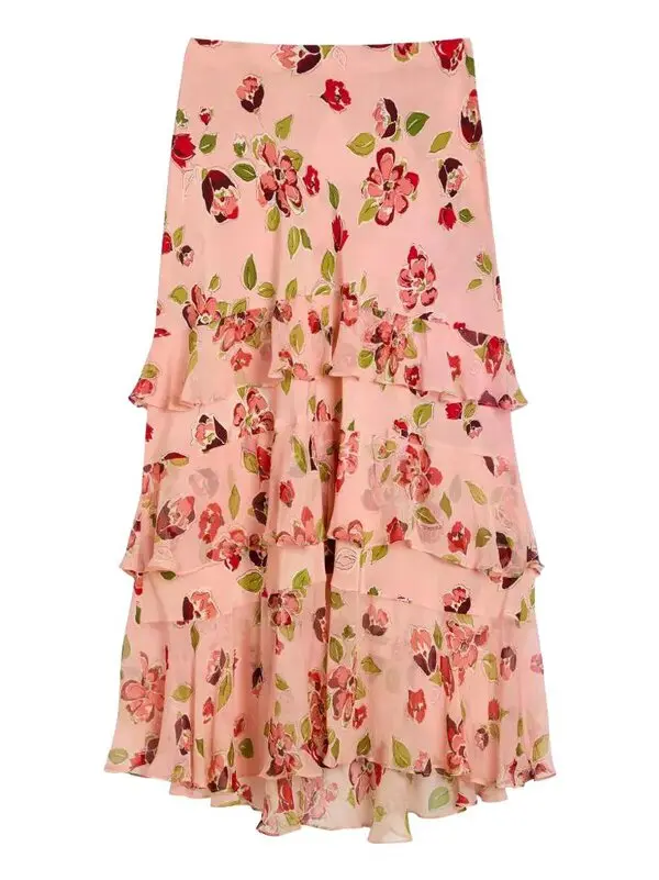 Rixo Preslee Floral-pattern Midi Skirt - Pink