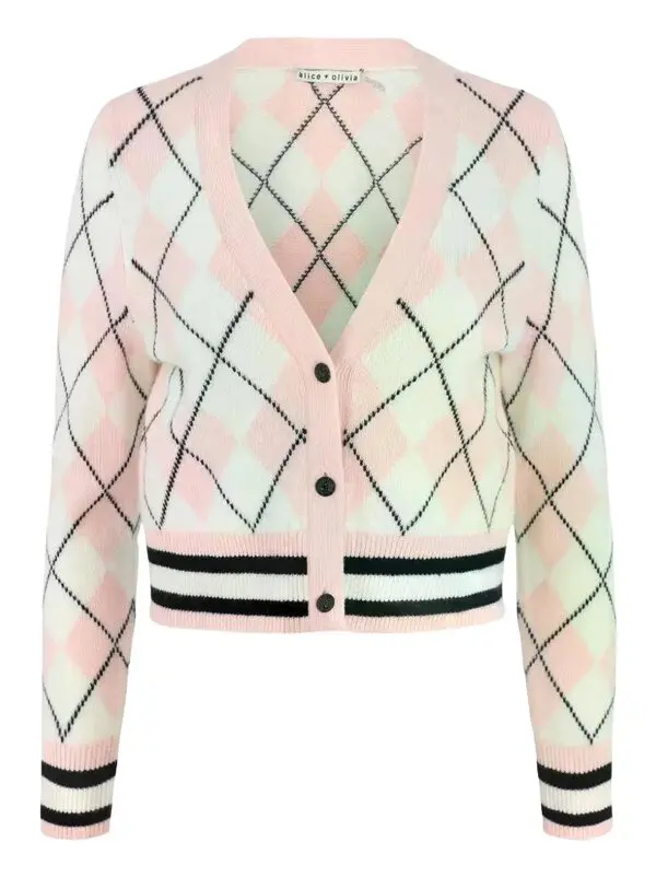 Alice + Olivia Argyle-knit Cardigan - Pink