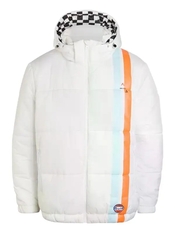 AN-Y1 Riski Striped Hooded Jacket - White