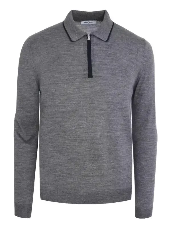 GRAN SASSO Tennis Zipped Long-sleeve Polo Shirt - Grey