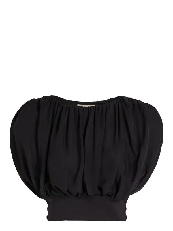 HEIRLOME Cummerbund Gathered Puff-sleeve Top - Black