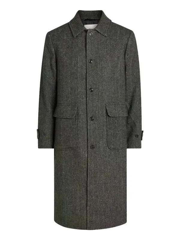 LES DEUX Maximillian Herringbone Pocket Coat - Green