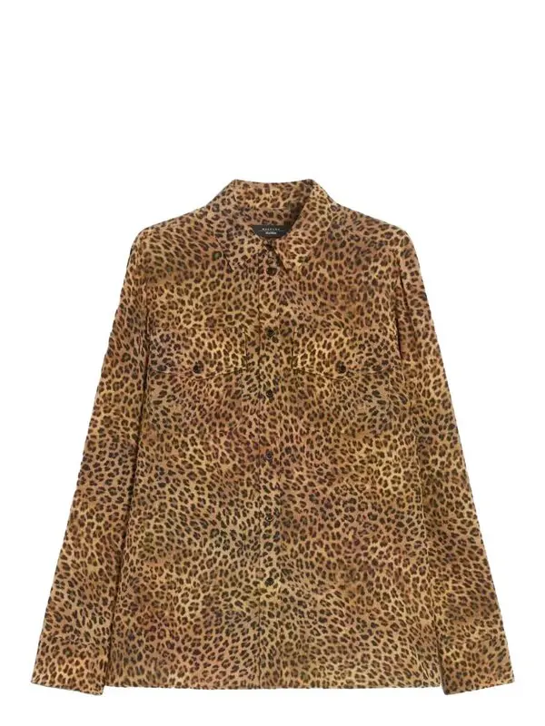 Max Mara Leopard-print Silk Shirt - Brown