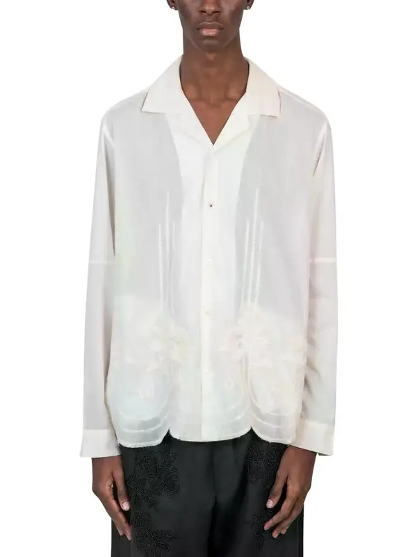 BAZISZT Floral-embroidered Shirt - White