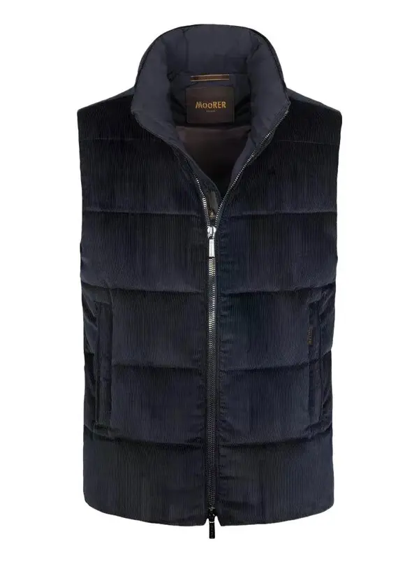 MOORER Vanio Corduroy Gilet - Blue
