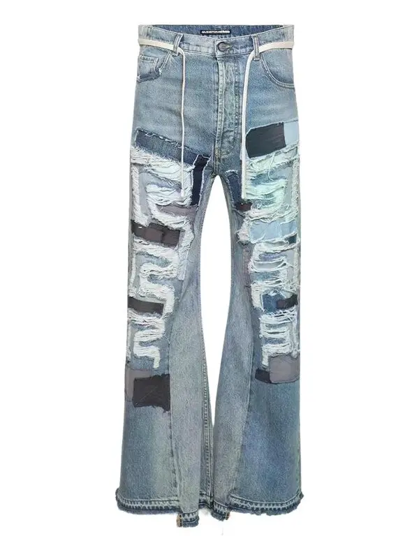 RRR123 Patchwork Distressed Jeans - Blue