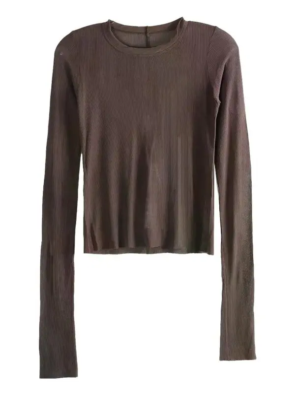 Rick Owens Ribbed Long-sleeved Top - Brown