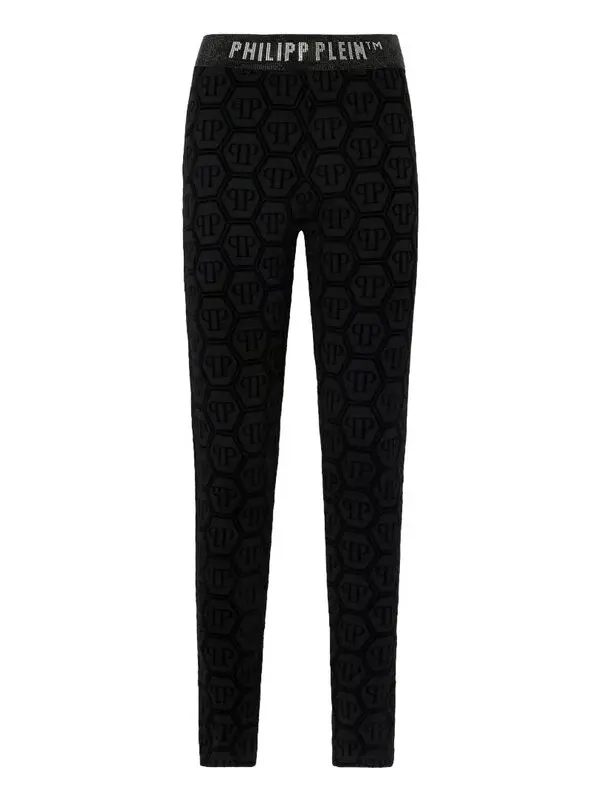 Philipp Plein Flock-monogram Leggings - Black