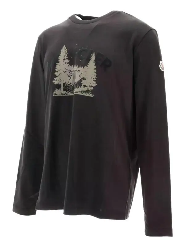 Moncler Graphic-print Long-sleeve T-shirt - Grey
