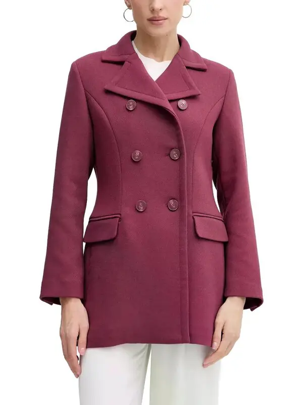 Sisley Double-breasted Coat - Red