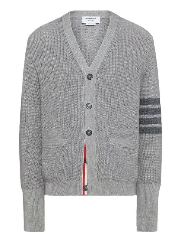 Thom Browne Four-stripe V-neck Cardigan - Grey