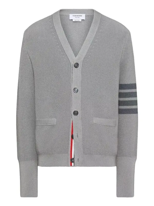 Thom Browne V-neck Stripe Cardigan - Grey