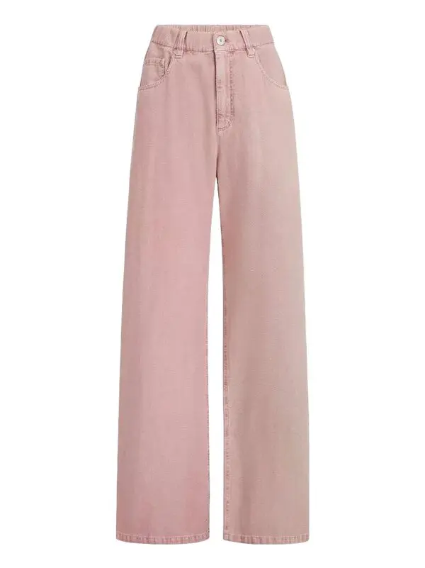 Brunello Cucinelli Garment-dyed Trousers With Monili Decoration - Pink