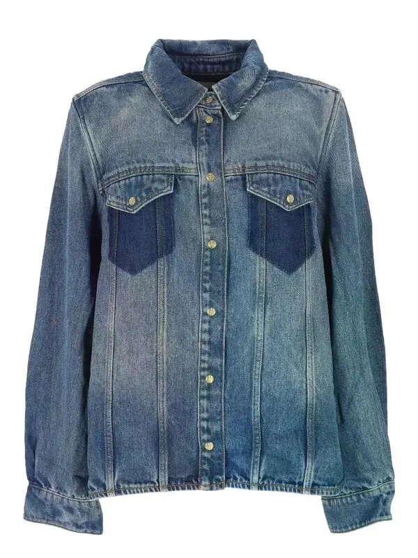 GANNI Tinted Wash Pocket Shirt - Blue
