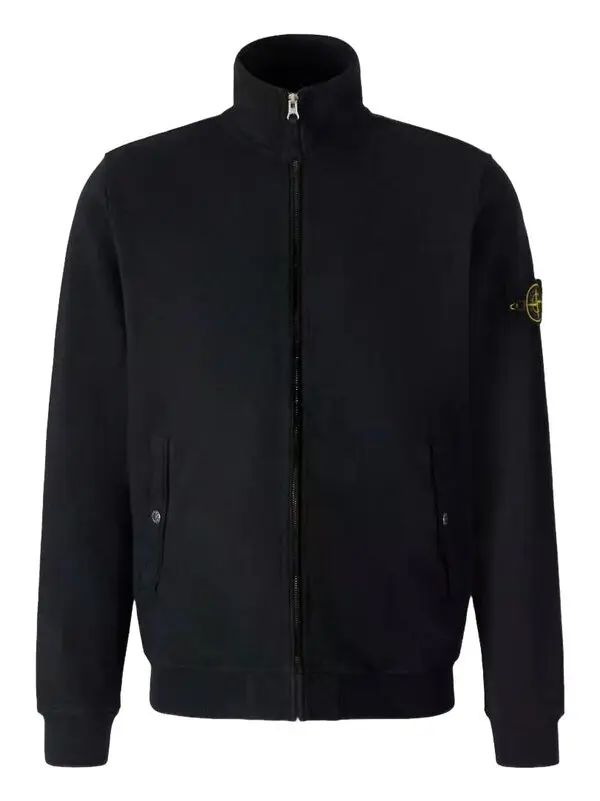 Stone Island Zip-up Patch Sweater - Blue