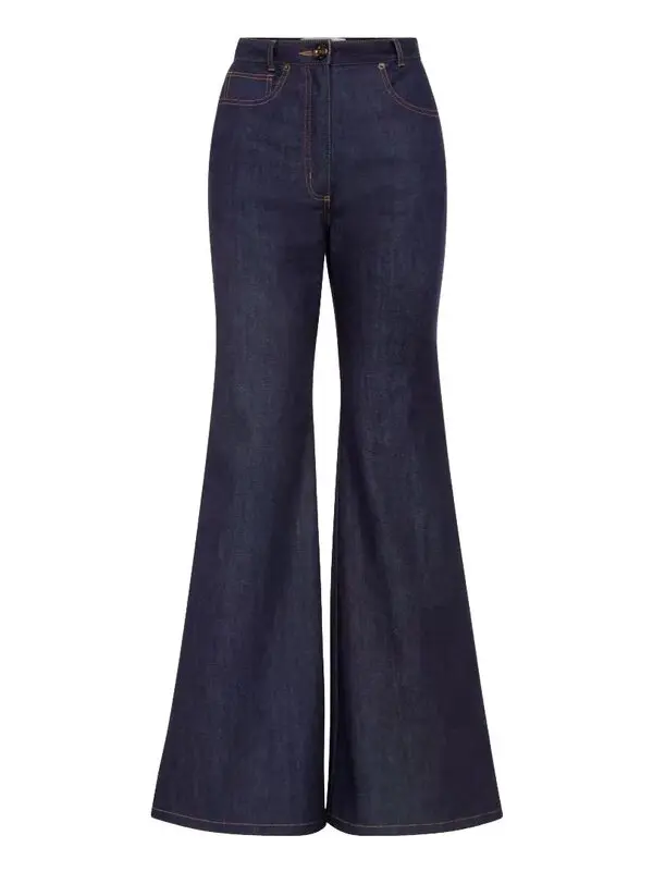 Florence & Fortitude Flared Seam Denim Trousers - Blue