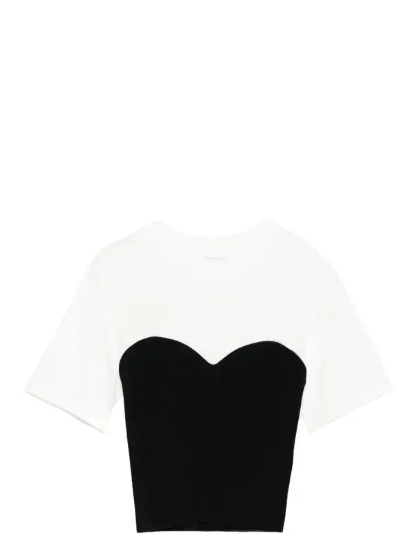 Patrizia Pepe Short-sleeve T-shirt With Knitted Bustier Detail - White
