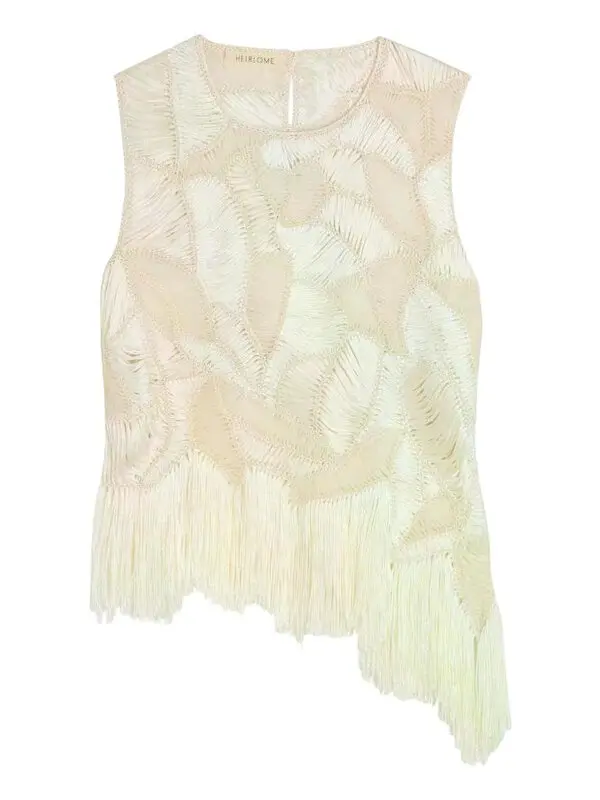HEIRLOME Maureen Fringed Sleeveless Top - Neutrals