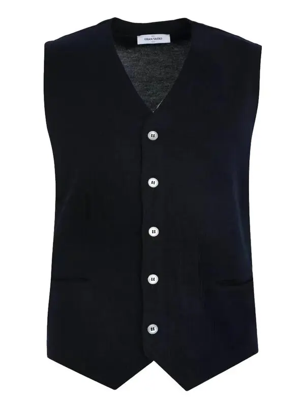 GRAN SASSO V-neck Button Vest - Blue