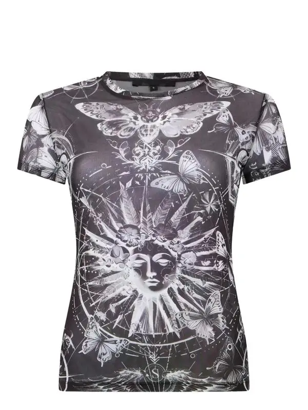 Philipp Plein Butterfly-print Tulle T-shirt - Black