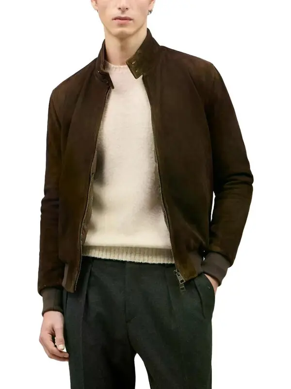 Boglioli Ribbed Suede Bomber Jacket - Brown