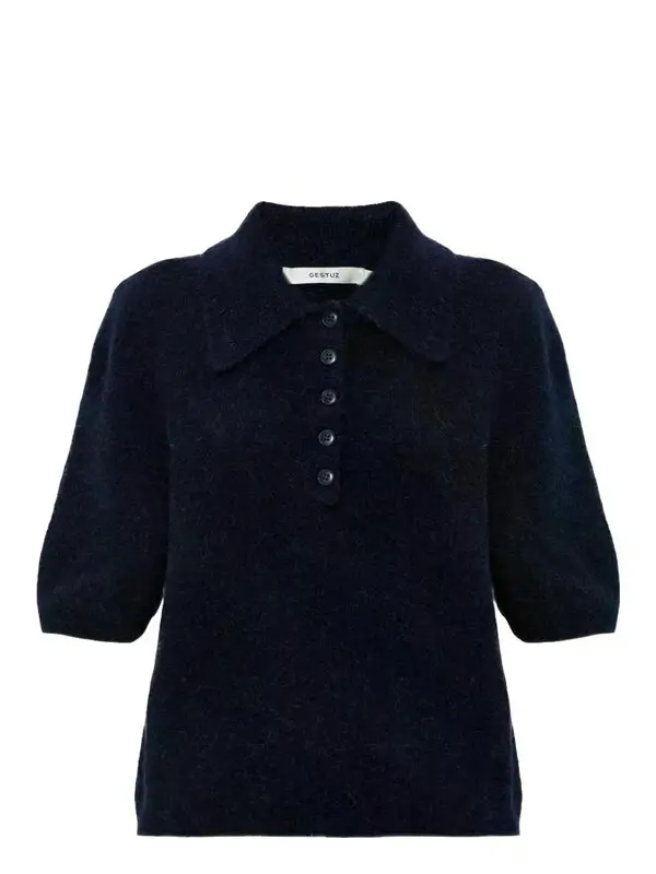 GESTUZ Gzalpha Button Collared Polo Shirt - Blue
