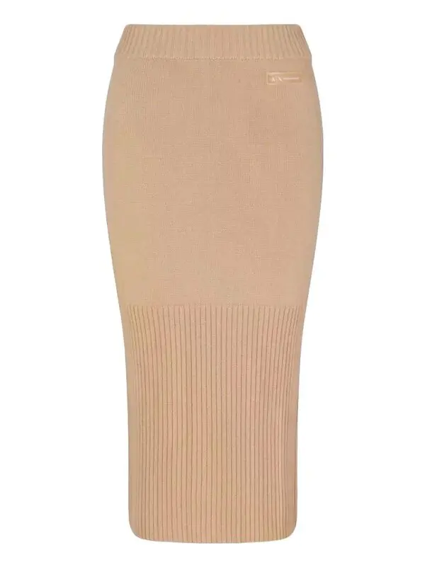 Armani Exchange Ribbed Midi Skirt - Neutrals